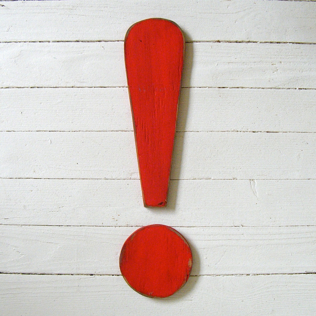 Wooden Exclamation Point Sign Typographic Element Wall Art Graphic ...