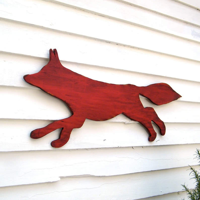 Fox Wooden Sign Red Fox Running Large Scale Fox Decor Outdoor Decor ...
