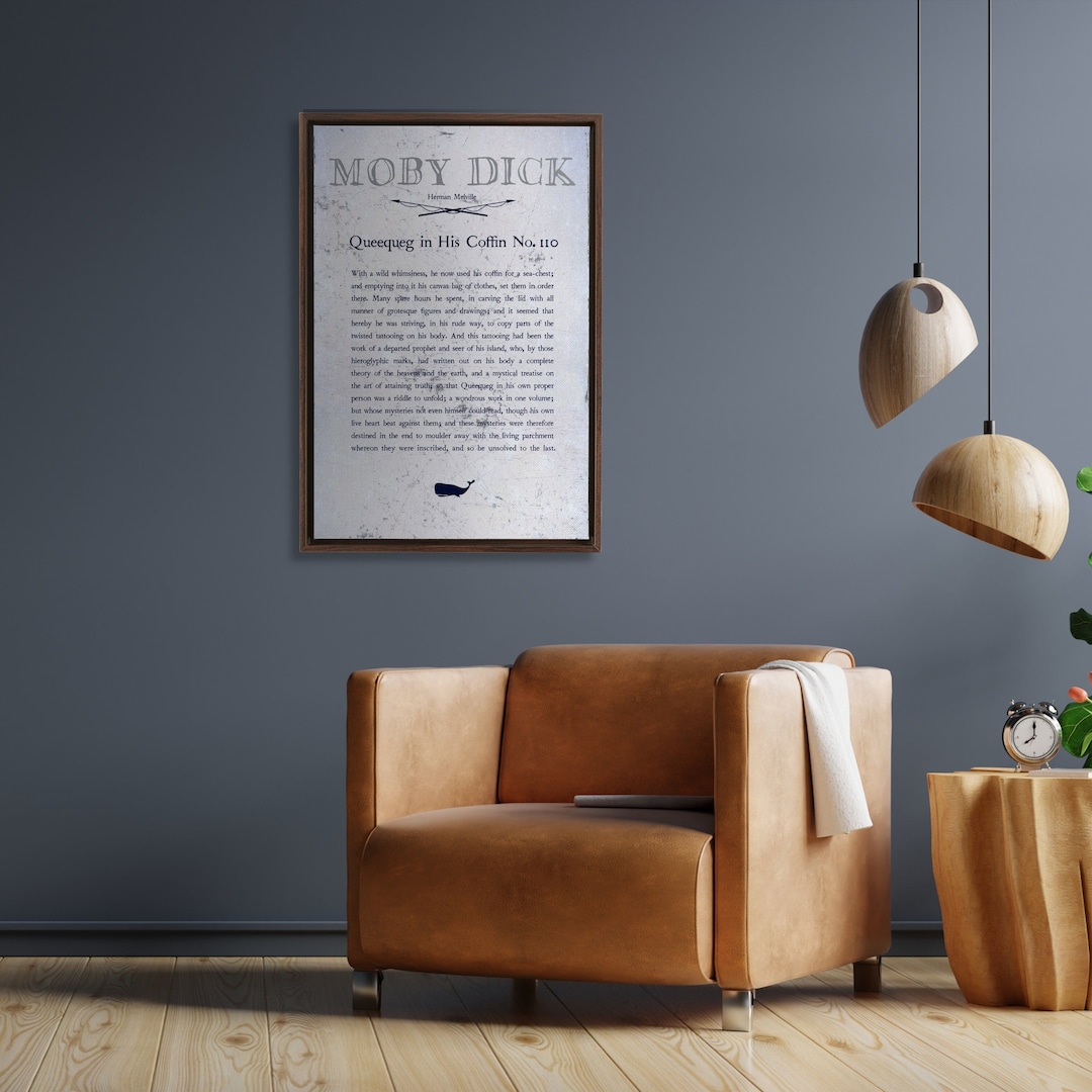 Framed Print Queequeg in His Coffin No. 110, Moby Dick Quote Herman ...