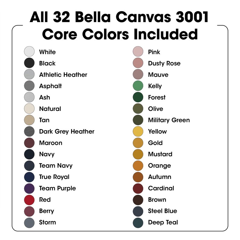 Bella Canvas 3001 Mockup Bundle 32 Color Flat Lay T-shirt Mockups With ...