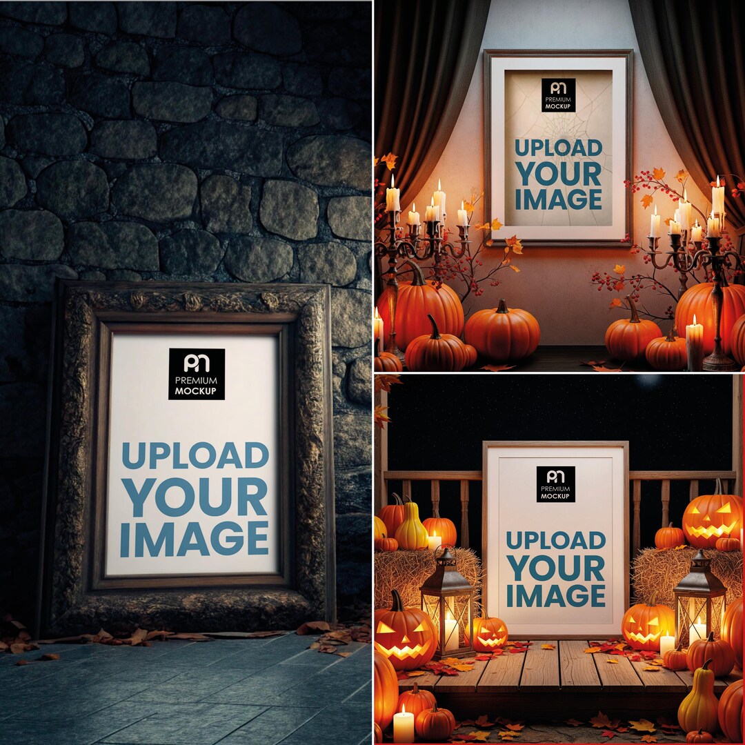 Halloween Frame Mockup Bundle 18 Gothic & Spooky Wall Art Scene Mockups ...