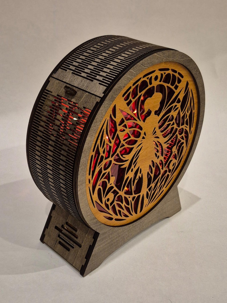 Feen Holzlampe Mit LED Fairy Lights | Lindenholz Lampe Mit Fee Motiv ...