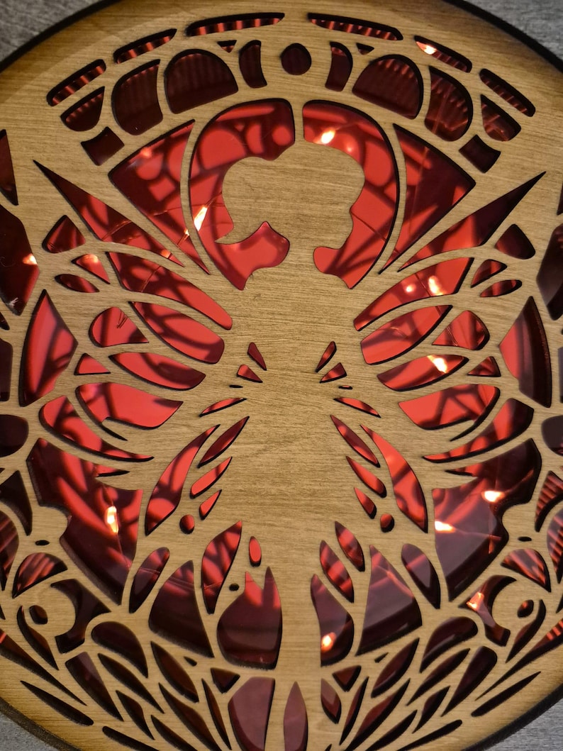 Feen Holzlampe Mit LED Fairy Lights | Lindenholz Lampe Mit Fee Motiv ...