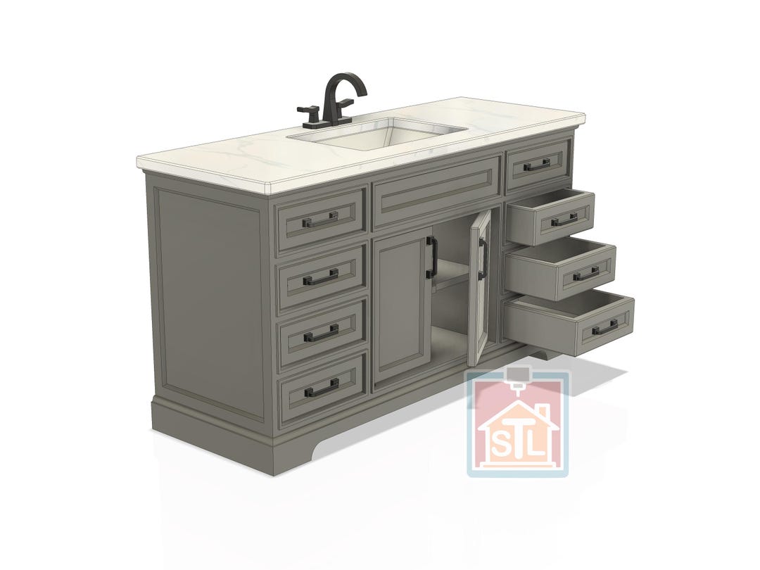 STL File, Bathroom Vanity Cabinet, Dollhouse Miniature, 3D Object - Etsy