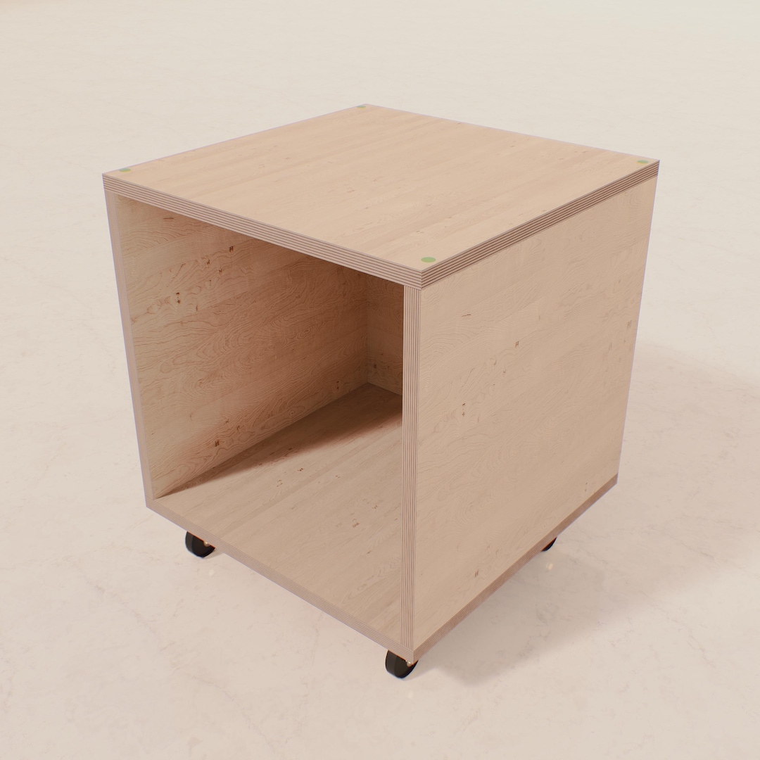 Handmade Birch Plywood Storage Cube With Wheels – Modern Wooden Side ...