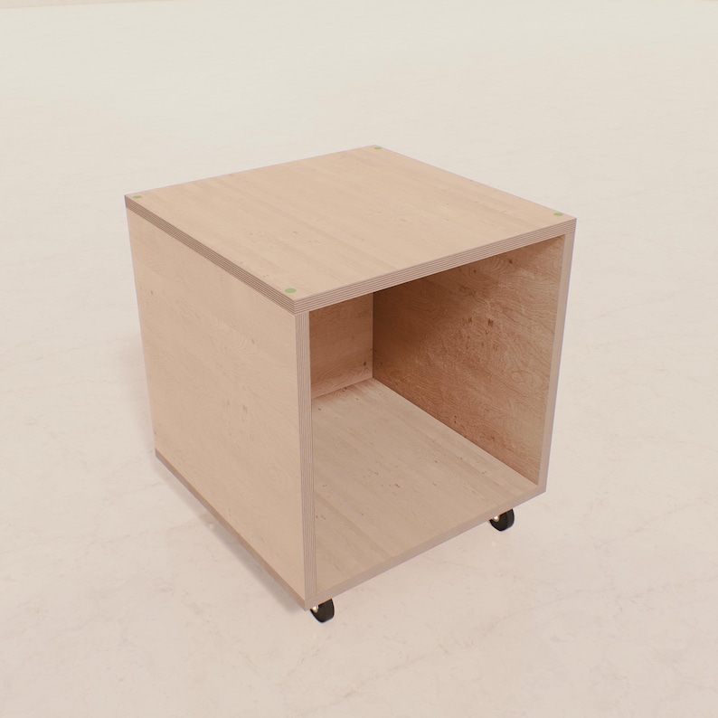 Handmade Birch Plywood Storage Cube With Wheels – Modern Wooden Side ...