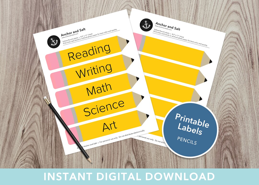 Classroom Labels — Yellow Pencils, Editable Labels, Blank Labels, Book ...