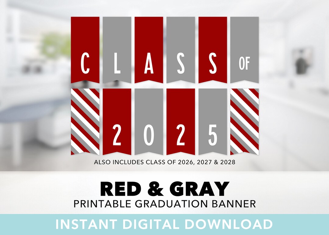 Congrats Class of 2025 Banner — Red, Gray, Scarlet, Graduation Party ...
