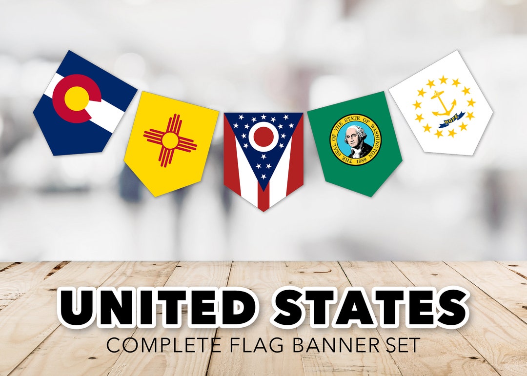 United States Flag Banner Set State Flags Flags of the US - Etsy