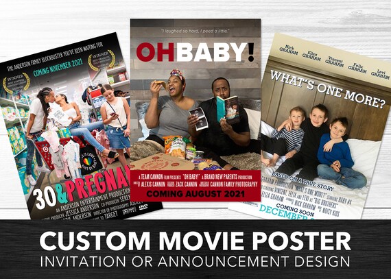 Custom Movie Poster Card Photo Announcement Photo | Etsy