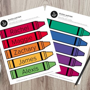 Classroom Name Labels Crayons Student Names Book Label - Etsy