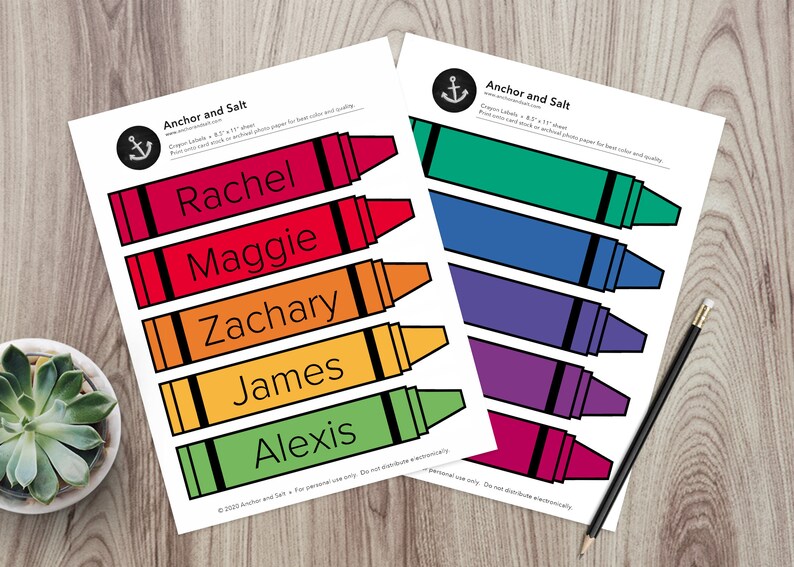 Classroom Name Labels Crayons Student Names Book Label - Etsy