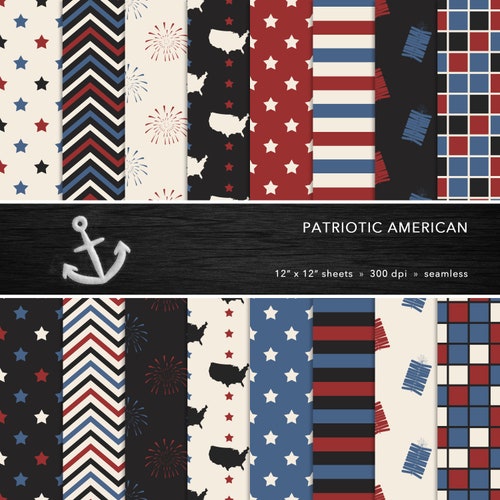 Vintage Fourth of July Seamless Digital Paper Pack Patriotic | Etsy