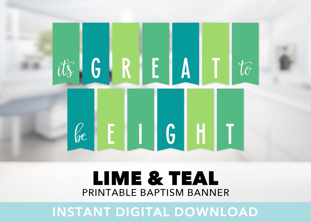 Great to Be Eight Baptism Banner — Blue and Green, Baptism Decor, LDS ...