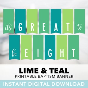 Great to Be Eight Baptism Banner — Blue and Green, Baptism Decor, LDS ...