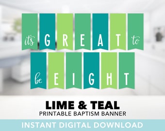 Great to Be Eight Baptism Banner Navy & Yellow, Blue and Yellow, Gray ...