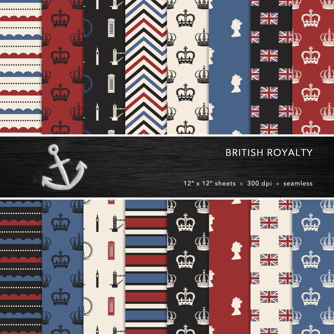 British Royalty Digital Paper Set — Vintage, London, England, UK ...