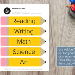 Classroom Labels — Yellow Pencils, Editable Labels, Blank Labels, Book ...