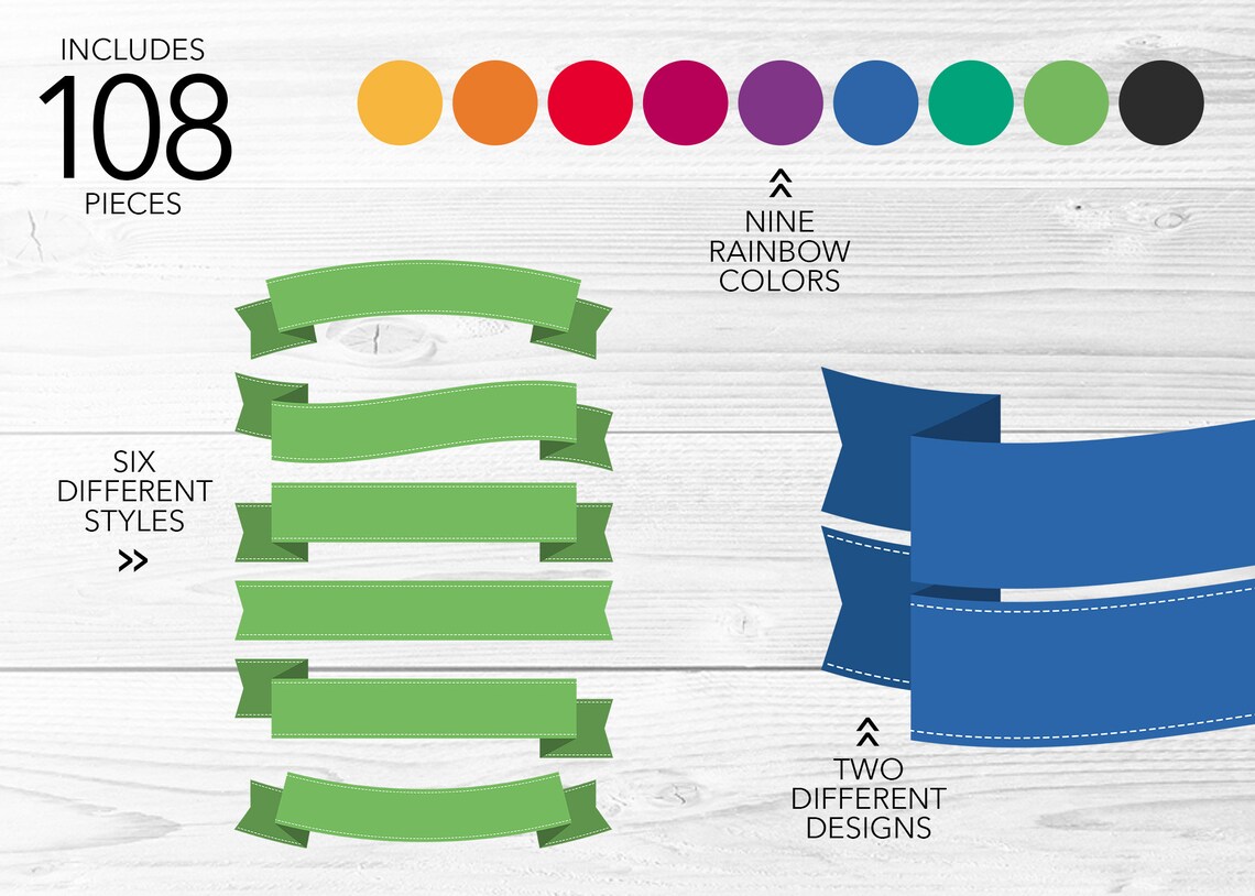 Rainbow Banner Clip Art Banners Ribbons Ribbon Clip Art | Etsy