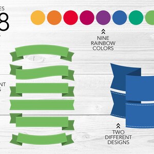 Ribbon Banner Clip Art — Rainbow Banners, Ribbon Clip Art, Digital ...