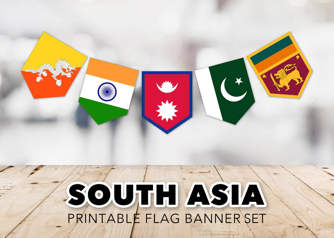 South Asian Countries Flag Banner Set Flags of South Asia - Etsy UK