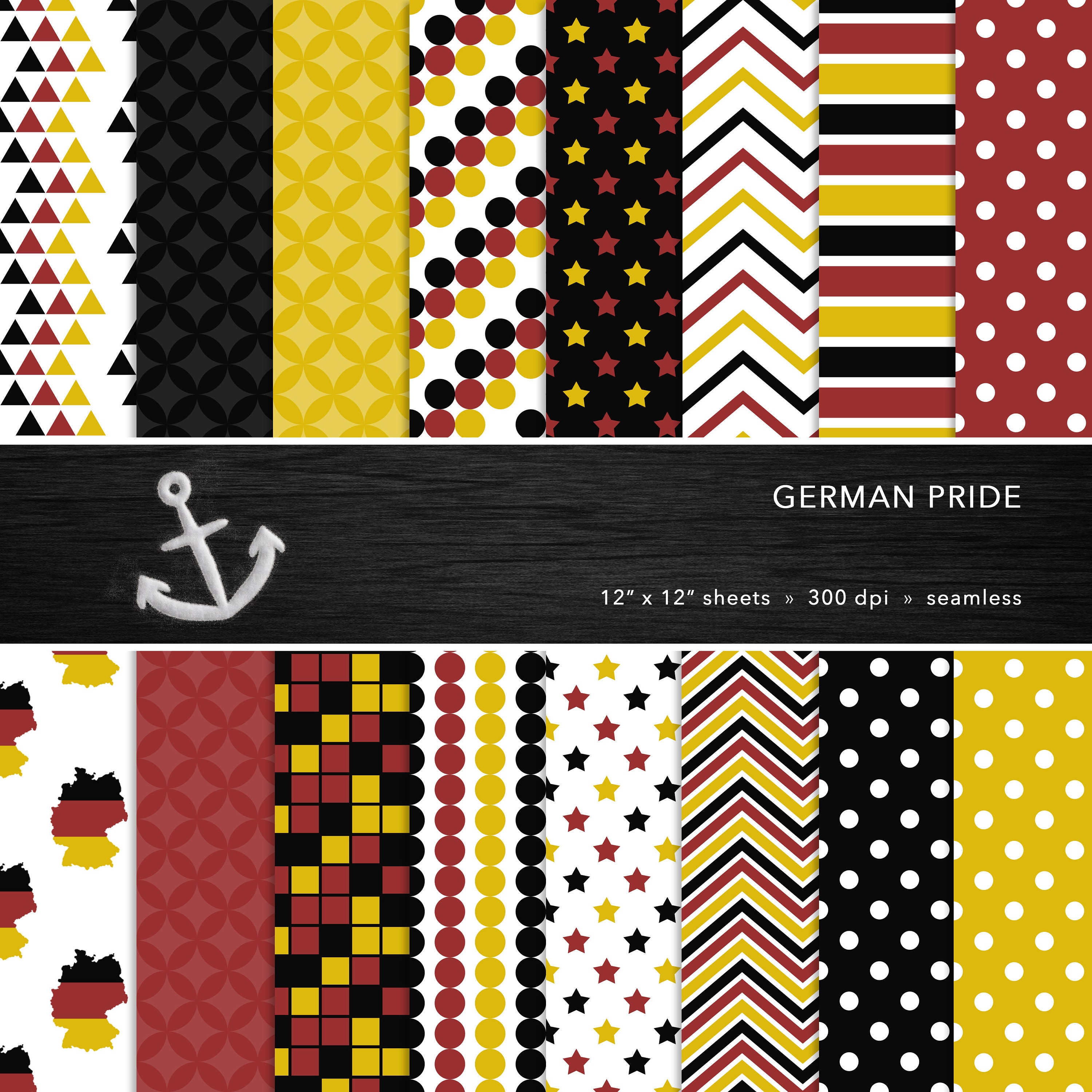 German Pride Digital Paper Set Deutschland Schwarz Rot | Etsy