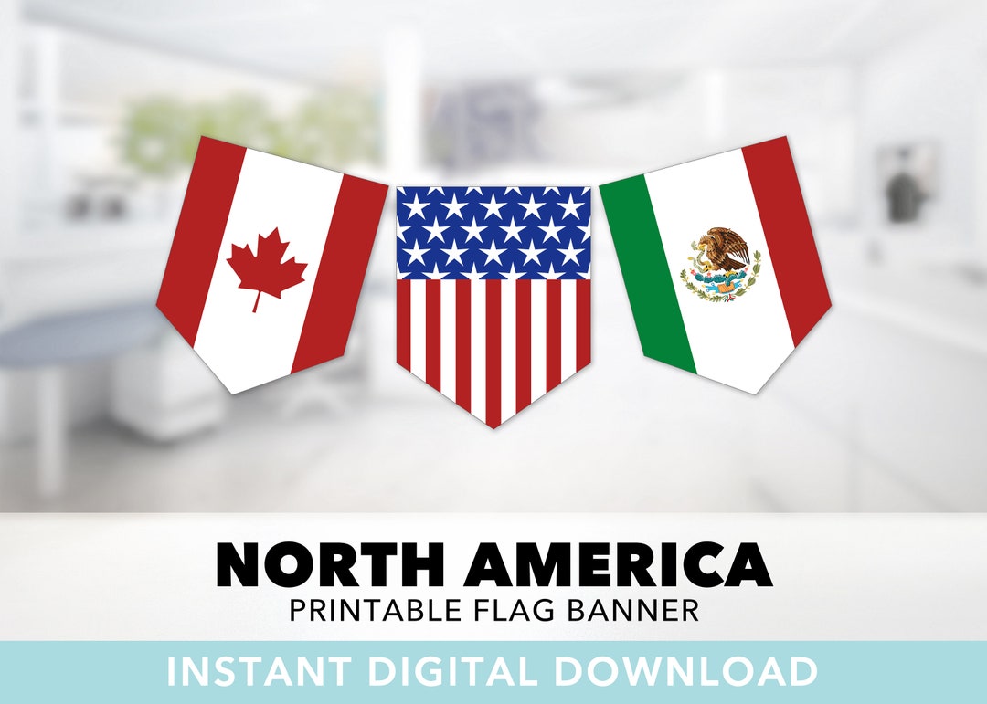 North American Flag Banner Trio — Patriotic, USA, Canada, Mexico, Watch ...