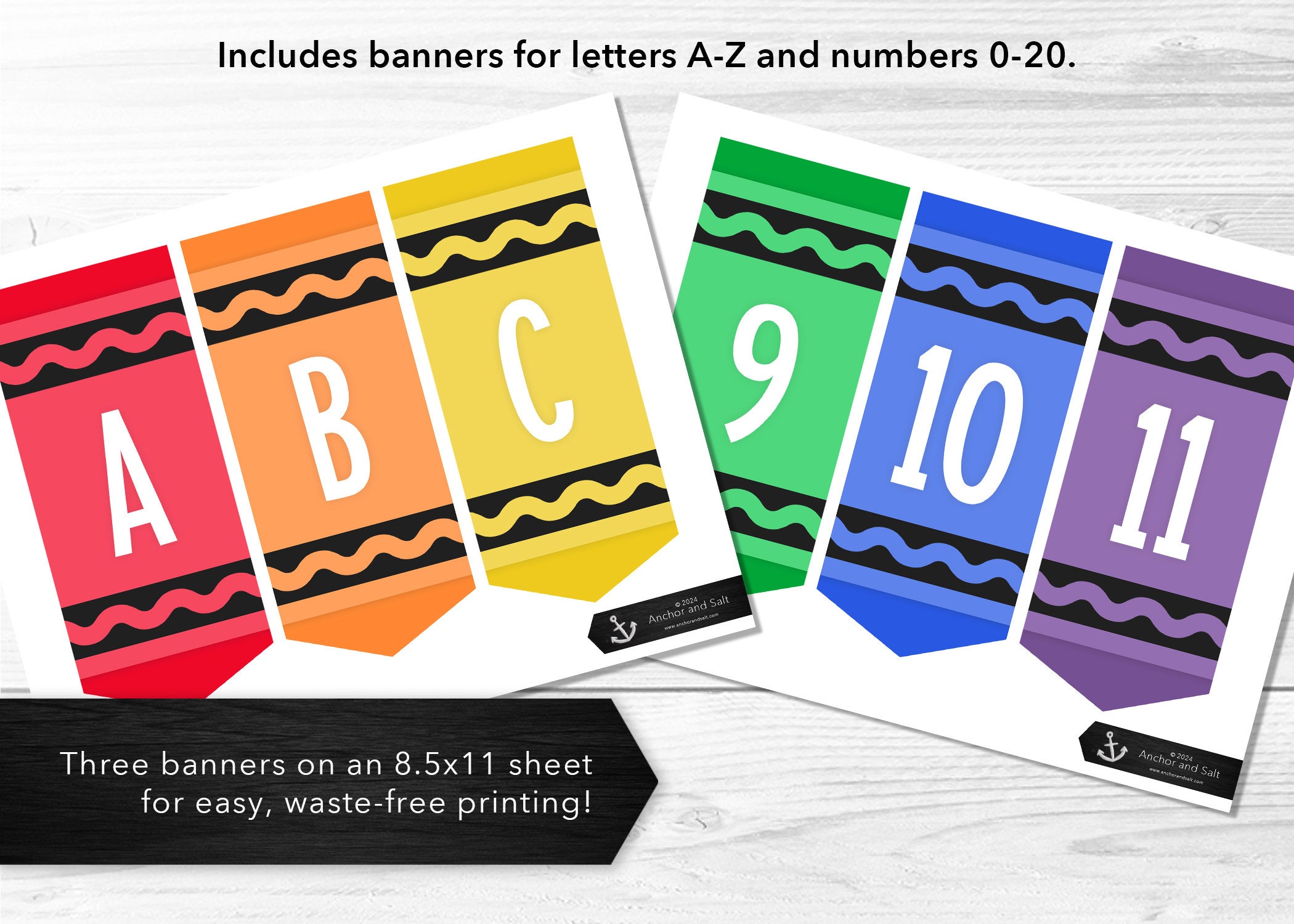 Classroom Alphabet Banner — Crayon Banner, Numbers, Letters ...