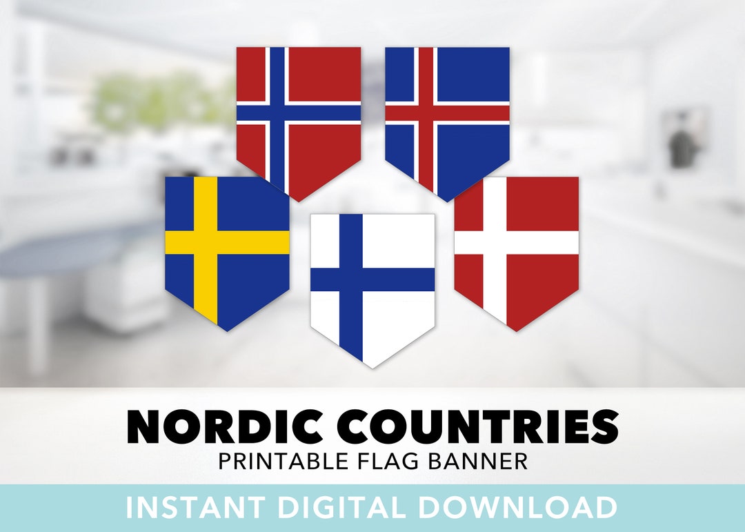 Nordic Countries Flag Banner Set — Flags of Scandinavia, Norway ...