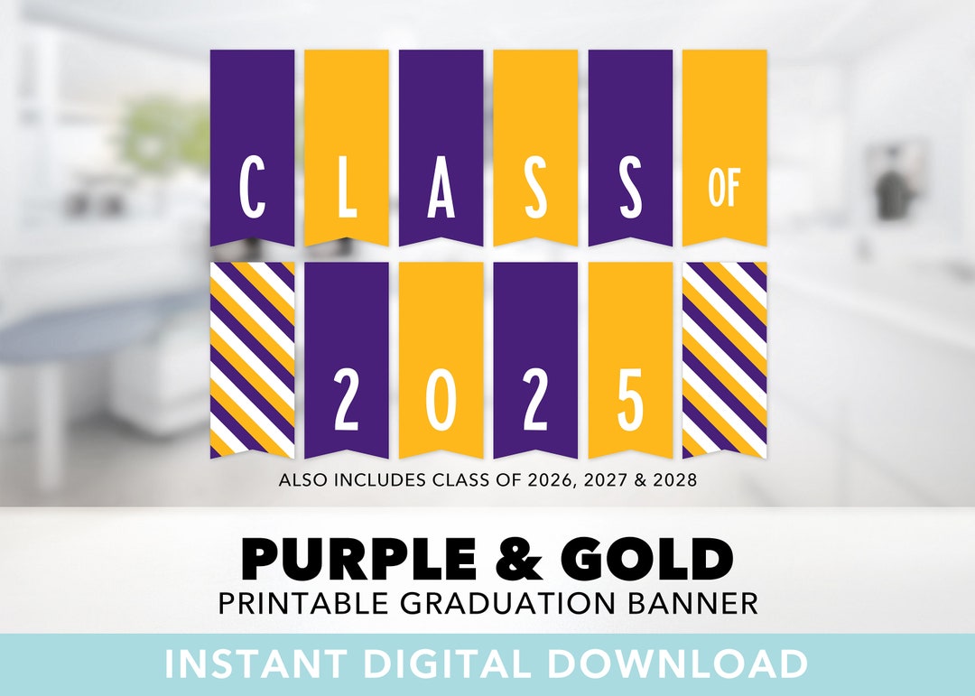Congrats Class of 2025 Banner — Pruple, Gold, Yellow, Graduation Party ...