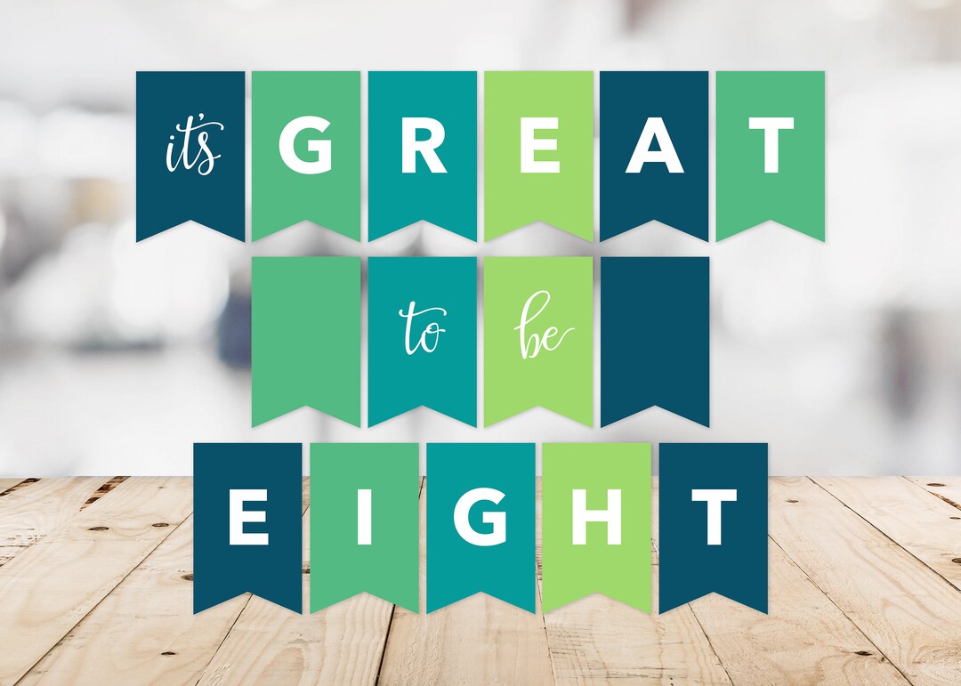 Great to Be Eight Baptism Banner Blue and Green, Baptism Decor, LDS ...