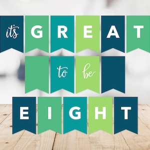 Great to Be Eight Baptism Banner Blue and Green, Baptism Decor, LDS ...