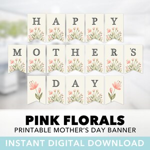 Mother's Day Banner — Floral, Flower Banner, Happy Mother's Day, Pink ...