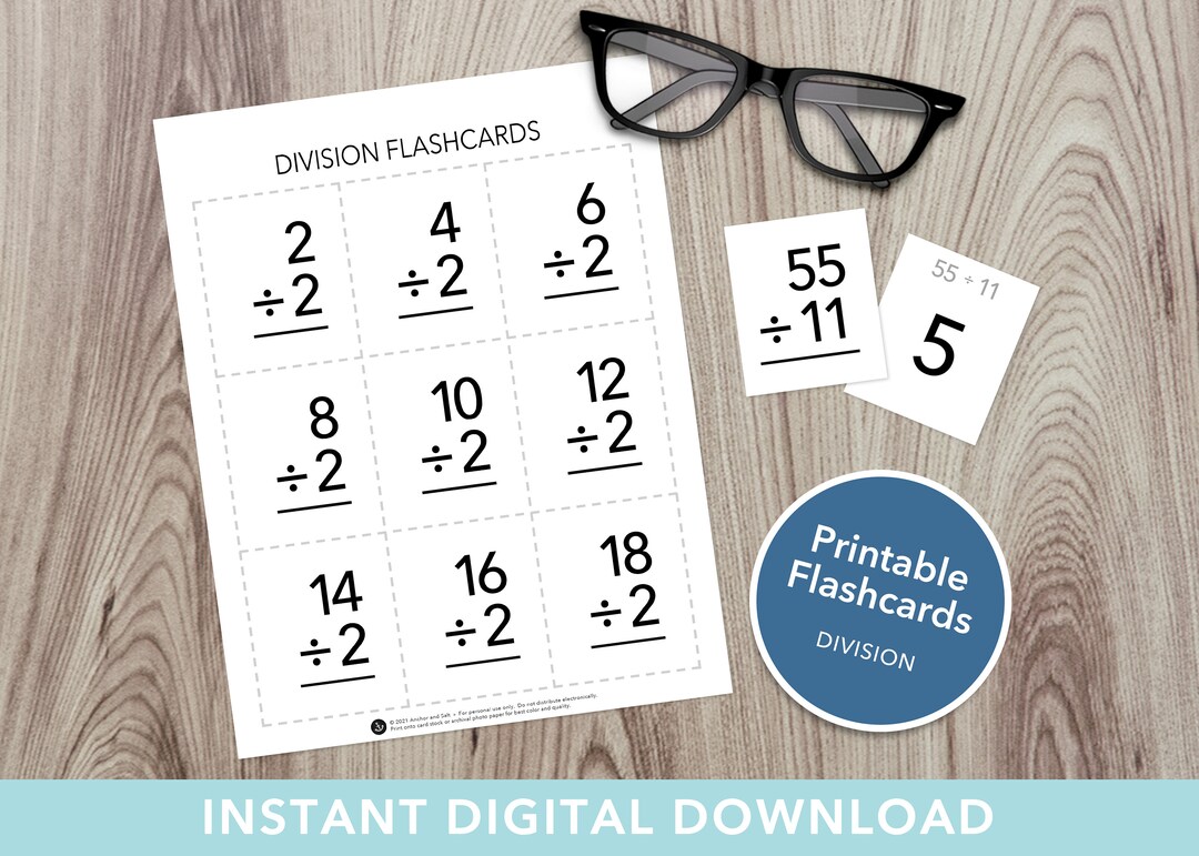 Division Flashcards — Math Practice, Math Facts 0-12, Divide, Memorize ...