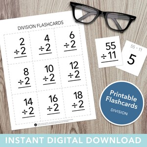Division Flashcards — Math Practice, Math Facts 0-12, Divide, Memorize ...