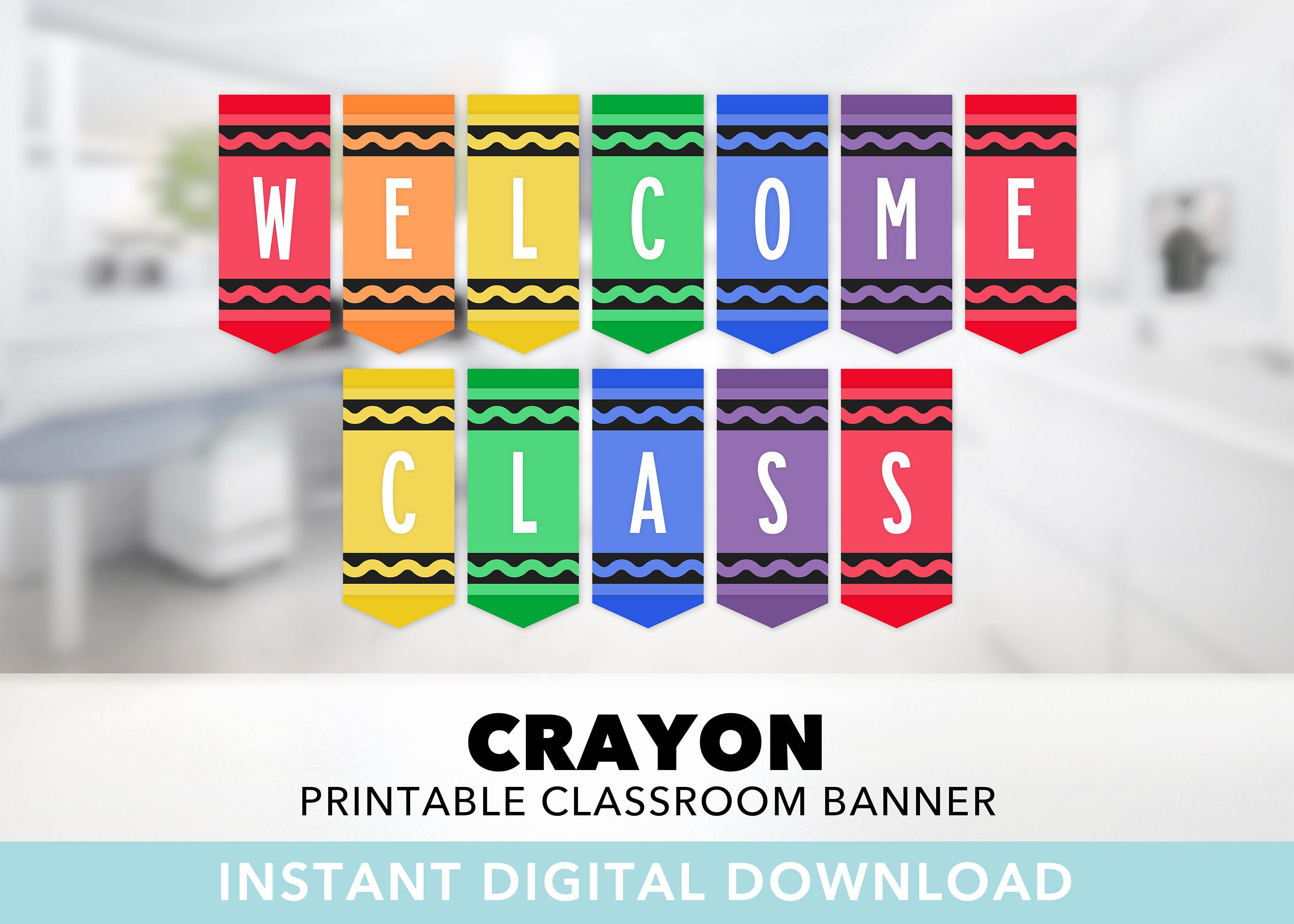 Welcome Class Banner — Crayon Banner, Kindergarten, Elementary School ...