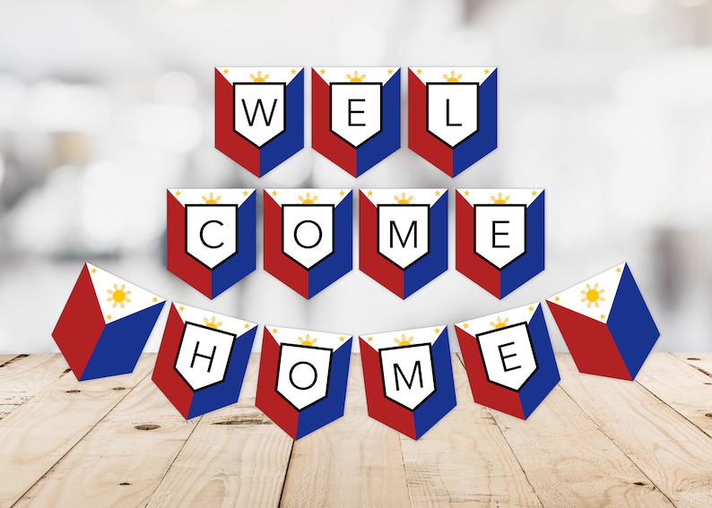 Welcome Home Filipino Flag Banner Philippines Flag Banner | Etsy