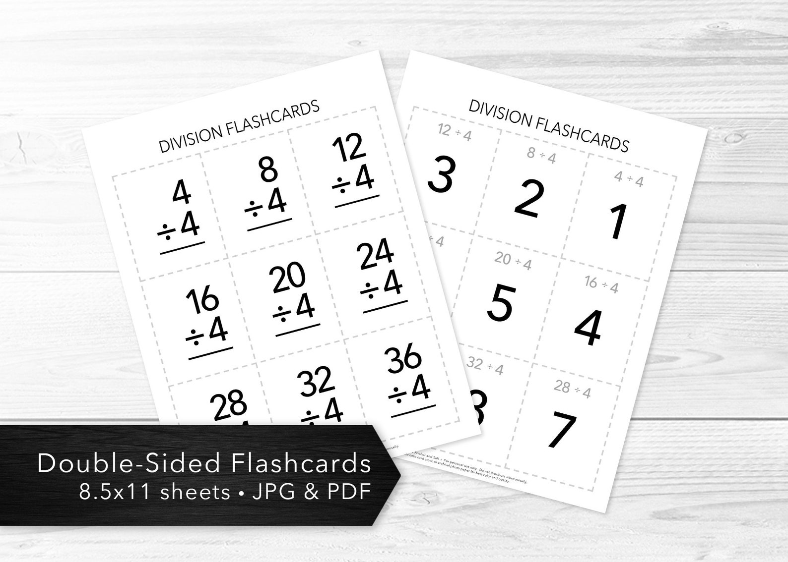Division Flashcards Math Practice Math Facts 0-12 Divide | Etsy