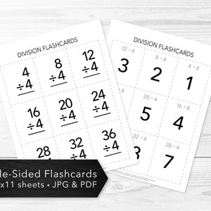 Division Flashcards — Math Practice, Math Facts 0-12, Divide, Memorize ...