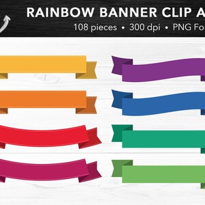 Rainbow Banner Clip Art Banners Ribbons Ribbon Clip Art - Etsy