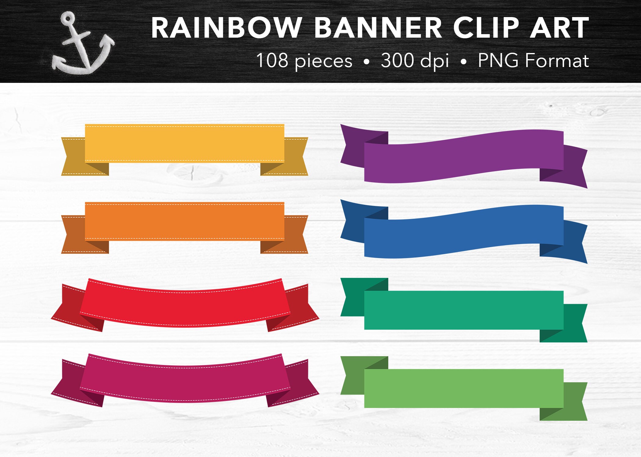Rainbow Banner Clip Art Banners Ribbons Ribbon Clip Art | Etsy