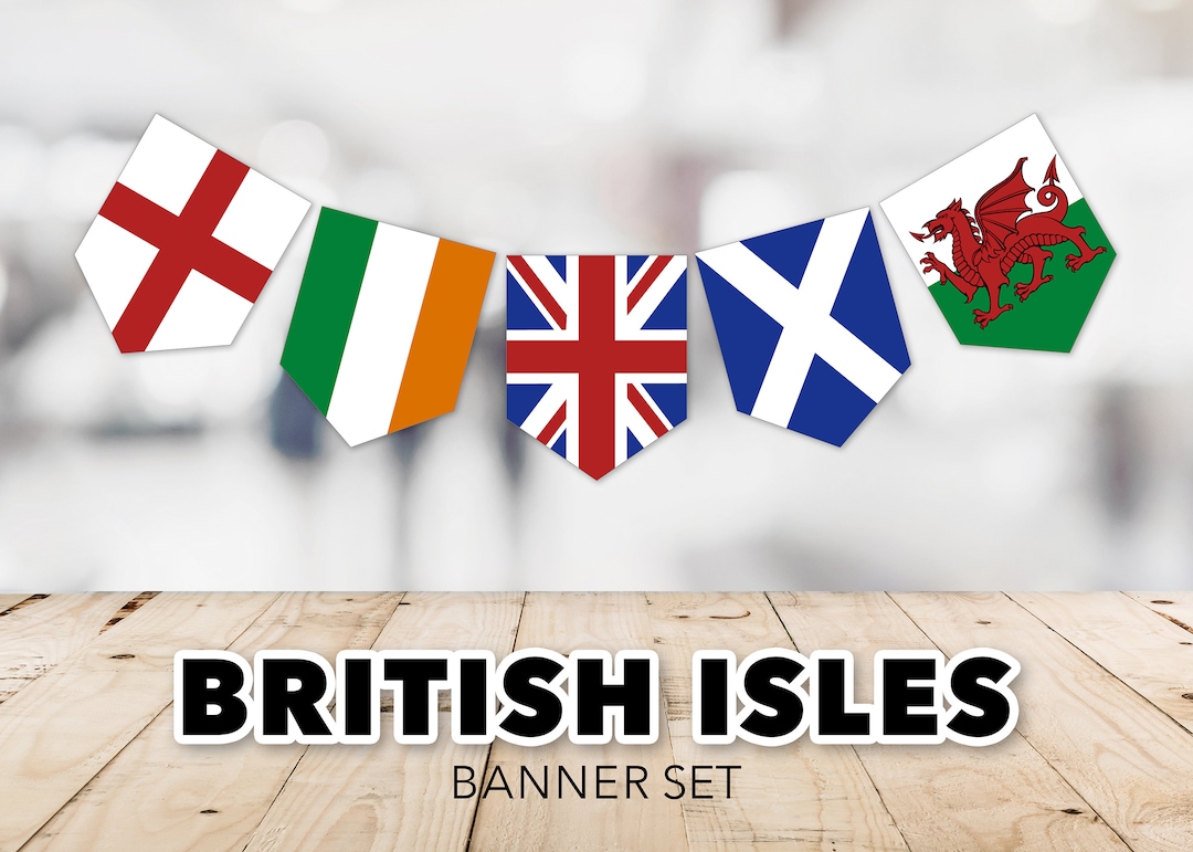 Flags of the British Isles Banner Set UK, Great Britain, England ...
