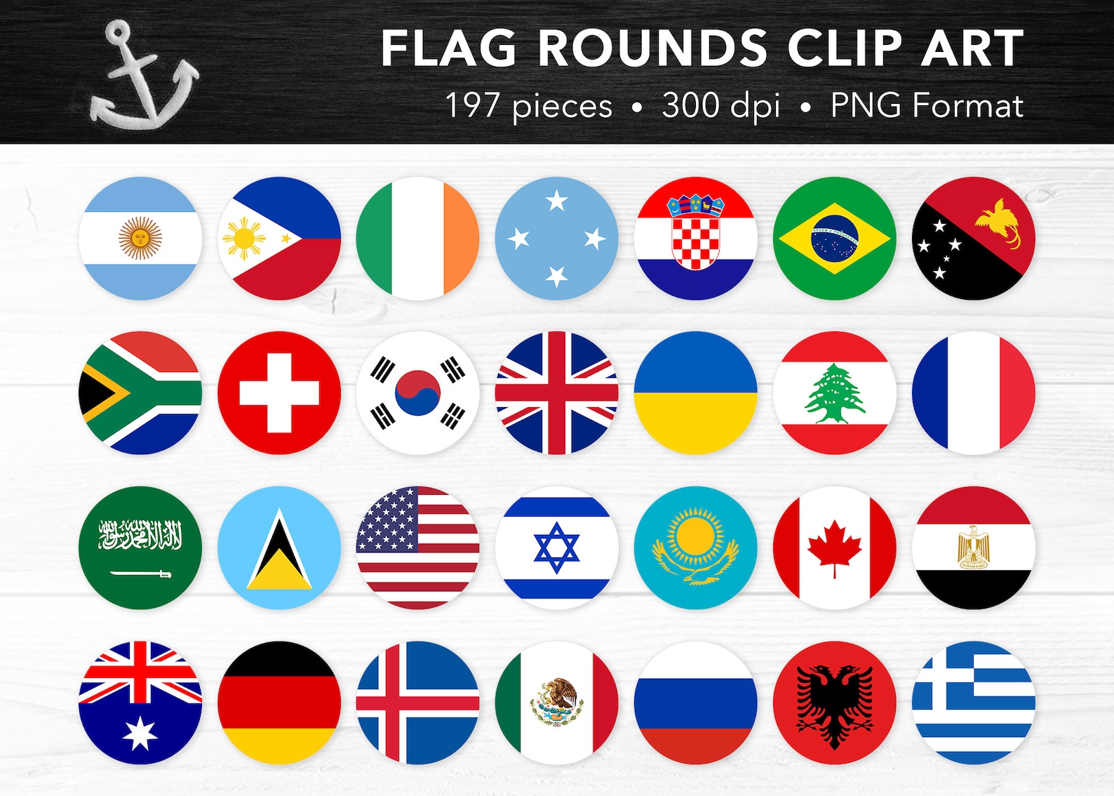 World Flag Button Clip Art Flags of the World - Etsy