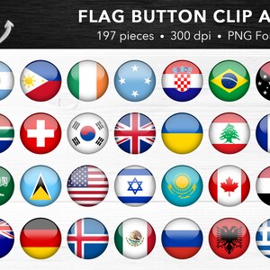 World Flag Button Clip Art Flags of the World | Etsy