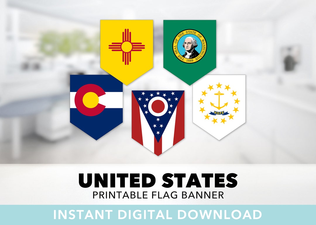United States Flag Banner Set — State Flags, Flags of the US, US States ...