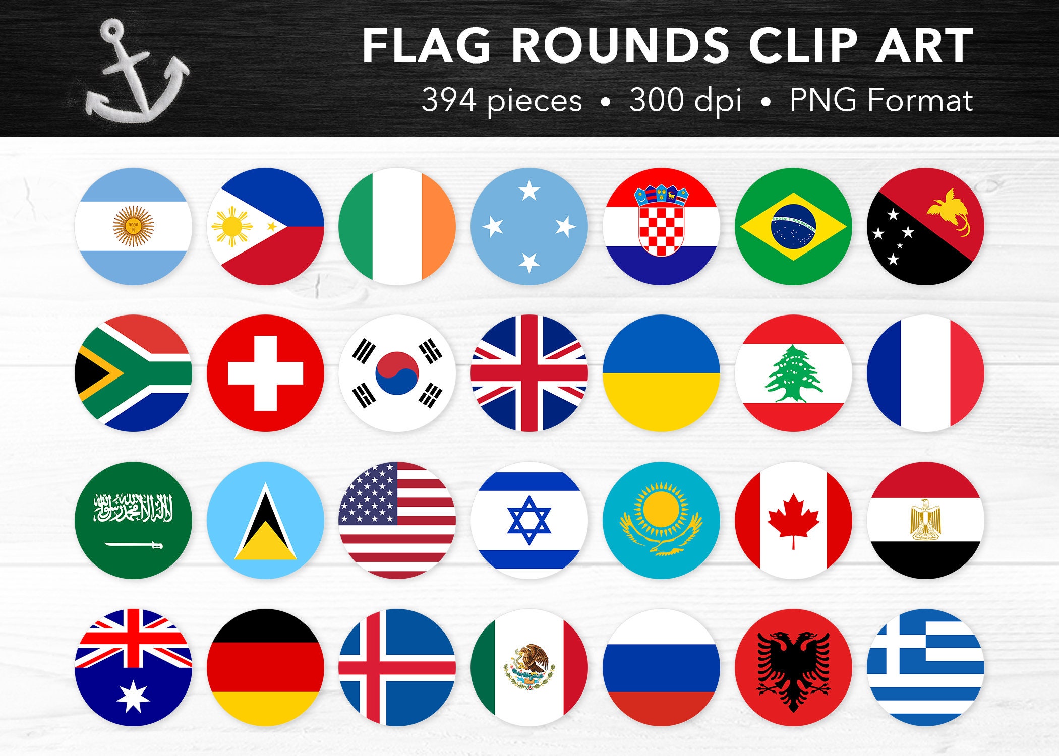 World Flag Button Clip Art Flags of the World - Etsy Australia