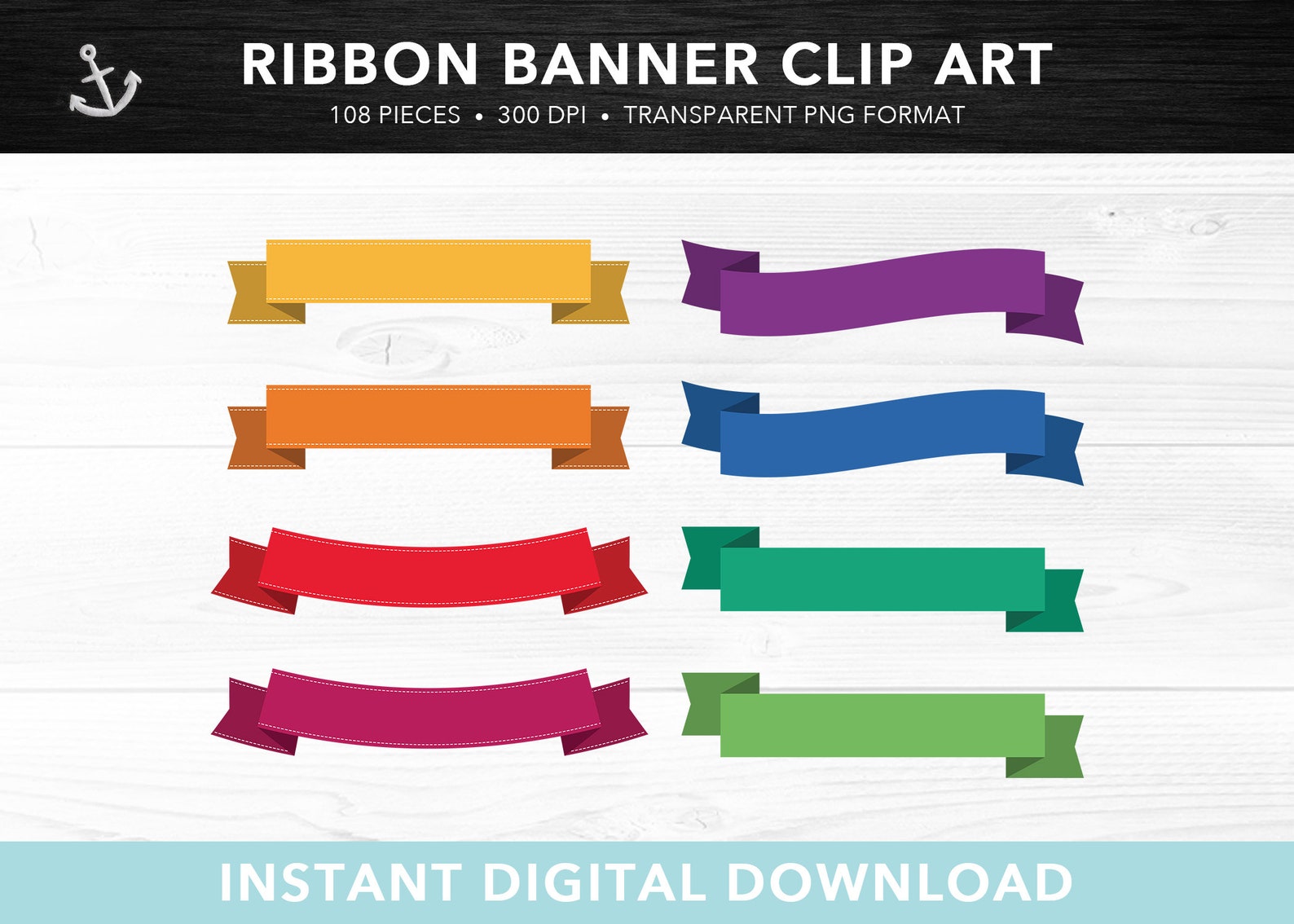 Ribbon Banner Clip Art — Rainbow Banners, Ribbon Clip Art, Digital ...