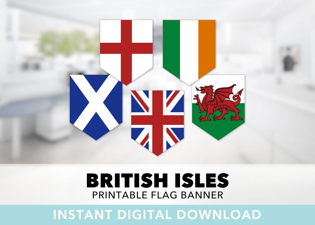 Flags of the British Isles Banner Set — UK, Great Britain, England ...