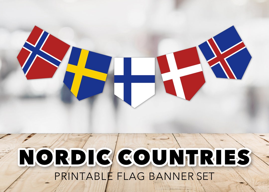 Nordic Countries Flag Banner Set Flags of Scandinavia, Norway, Finland ...
