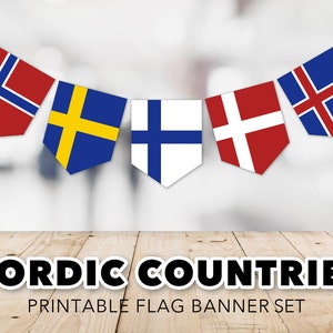 Nordic Countries Flag Banner Set Flags of Scandinavia, Norway, Finland ...